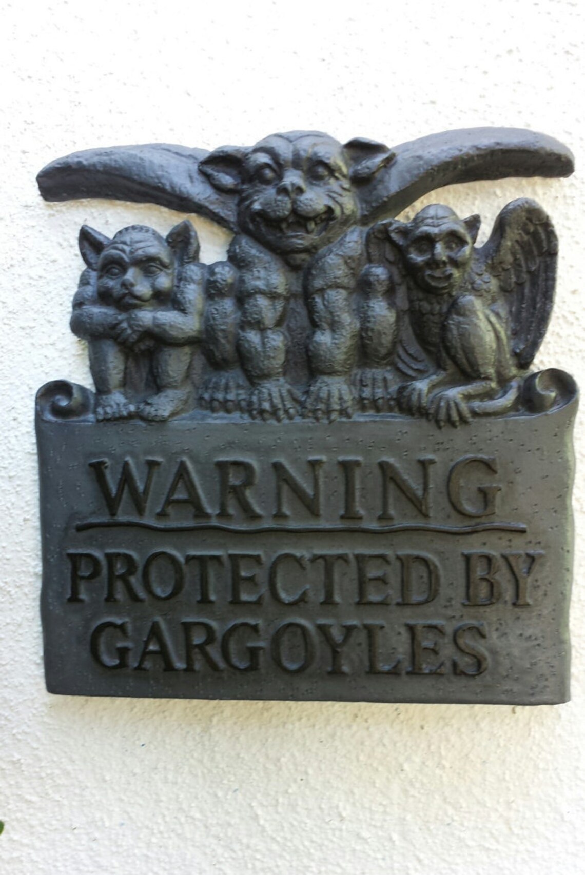 Gargoyle Wall Plaque warning Protected by - Etsy
