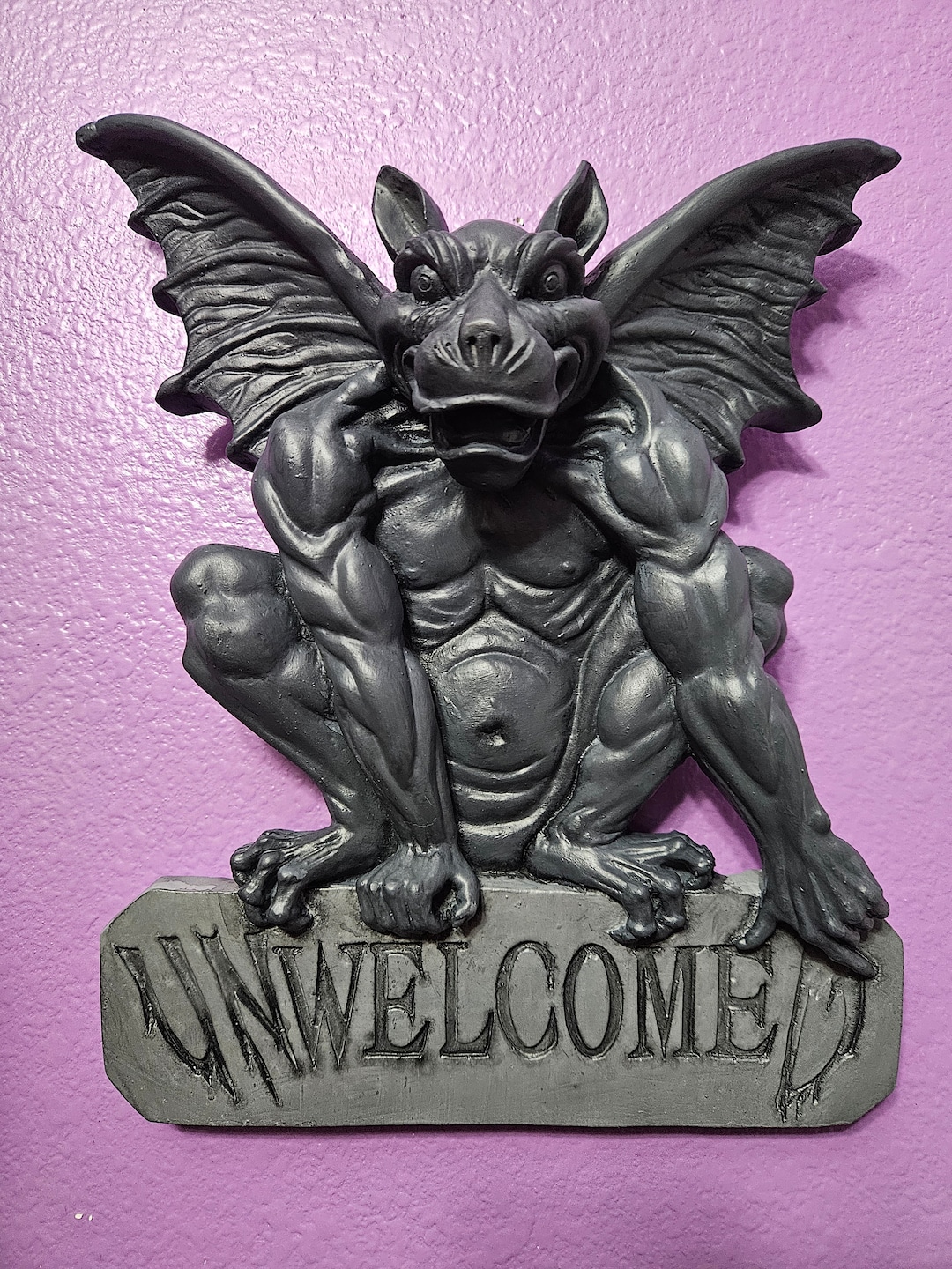Gargoyle Wall Plaque "unwelcome" - Etsy