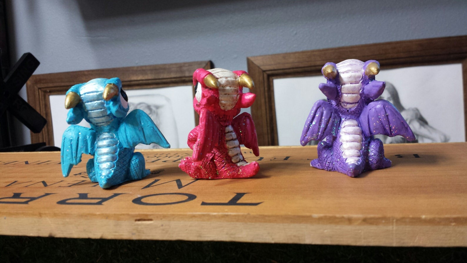 Dragon Statues Set of 3 resin - Etsy