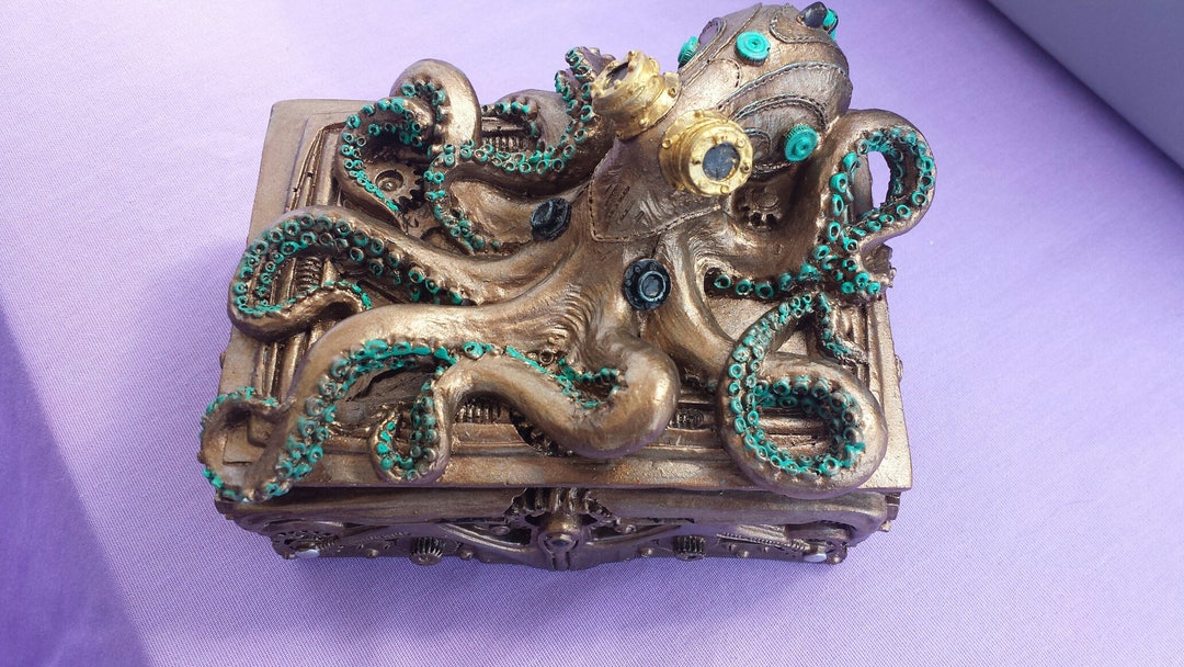 STEAMPUNK Octopus Treasure Box, Trinket Box, Jewelery Box - Etsy