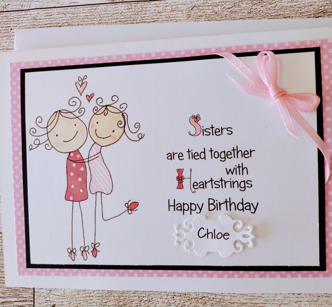 Personalized Sisters Birthday Card: Hand-drawn Design - Etsy