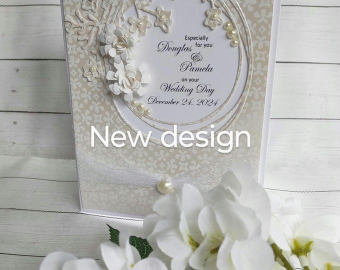 Embossed Luxury Wedding Card for Bride and Groom, Pearlized Wedding ...