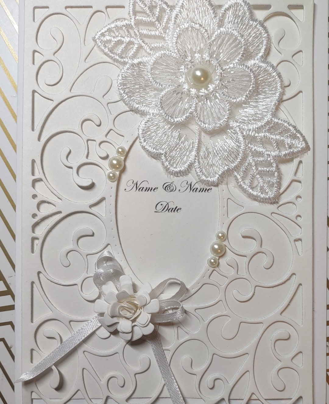 Luxury Wedding Card for Bride and Groom, Elegant, Lacy Filigree Wedding ...