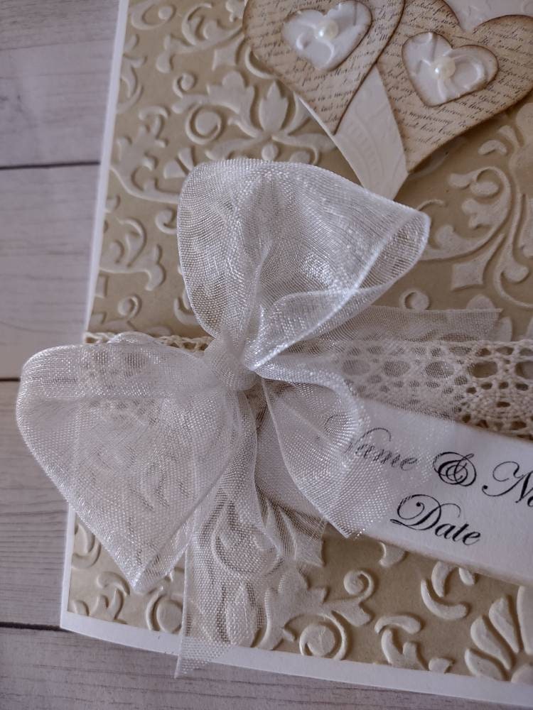 Embossed Wedding Card: Vintage Damask, Personalized Keepsake - Etsy