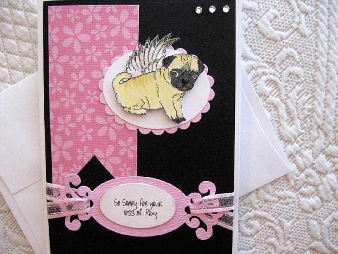 Sympathy Card: Loss of Pug, Glitter Angel Wings (personalized) - Etsy