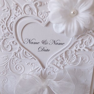 Embossed Wedding Card: Personalized Lace Heart, Han_ - Etsy