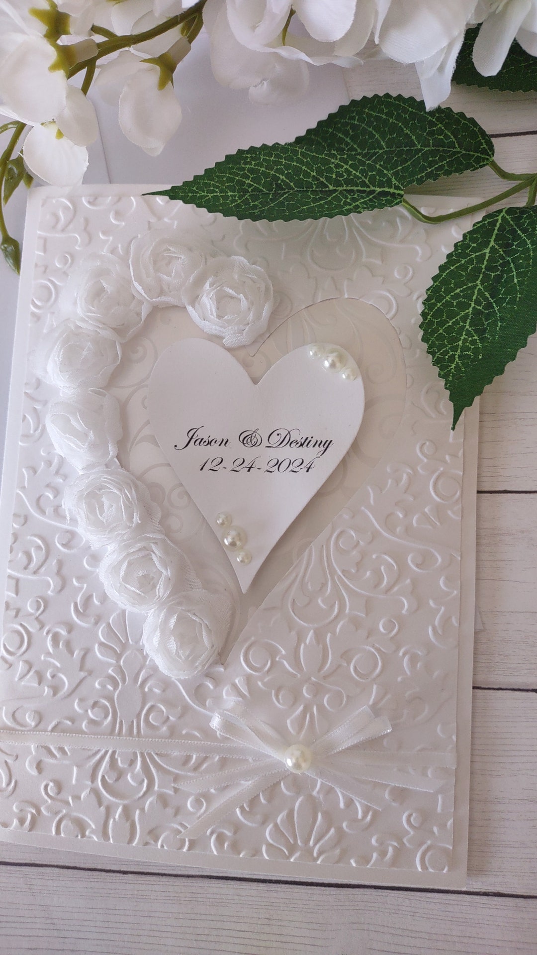 Embossed Wedding Card for Bride and Groom, Elegant, Pearlized Wedding ...