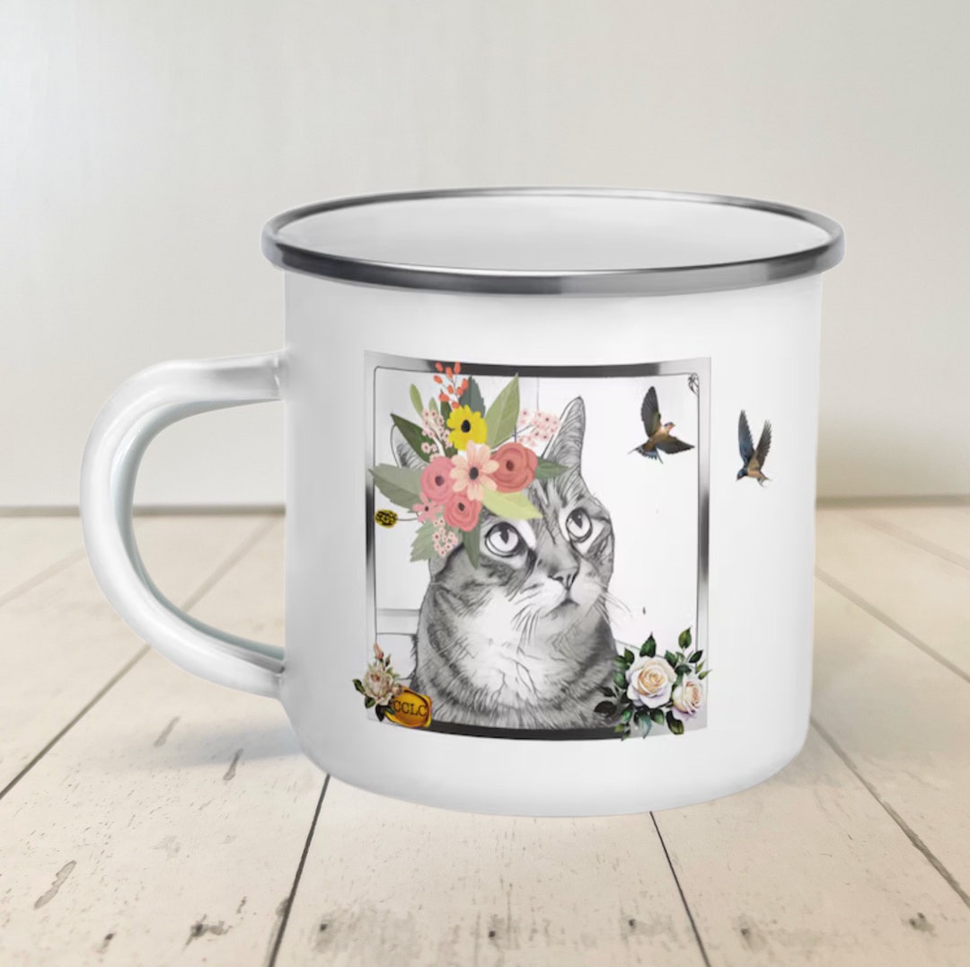 Push Push's Darling Tabby Cat Enamel Mug - Etsy