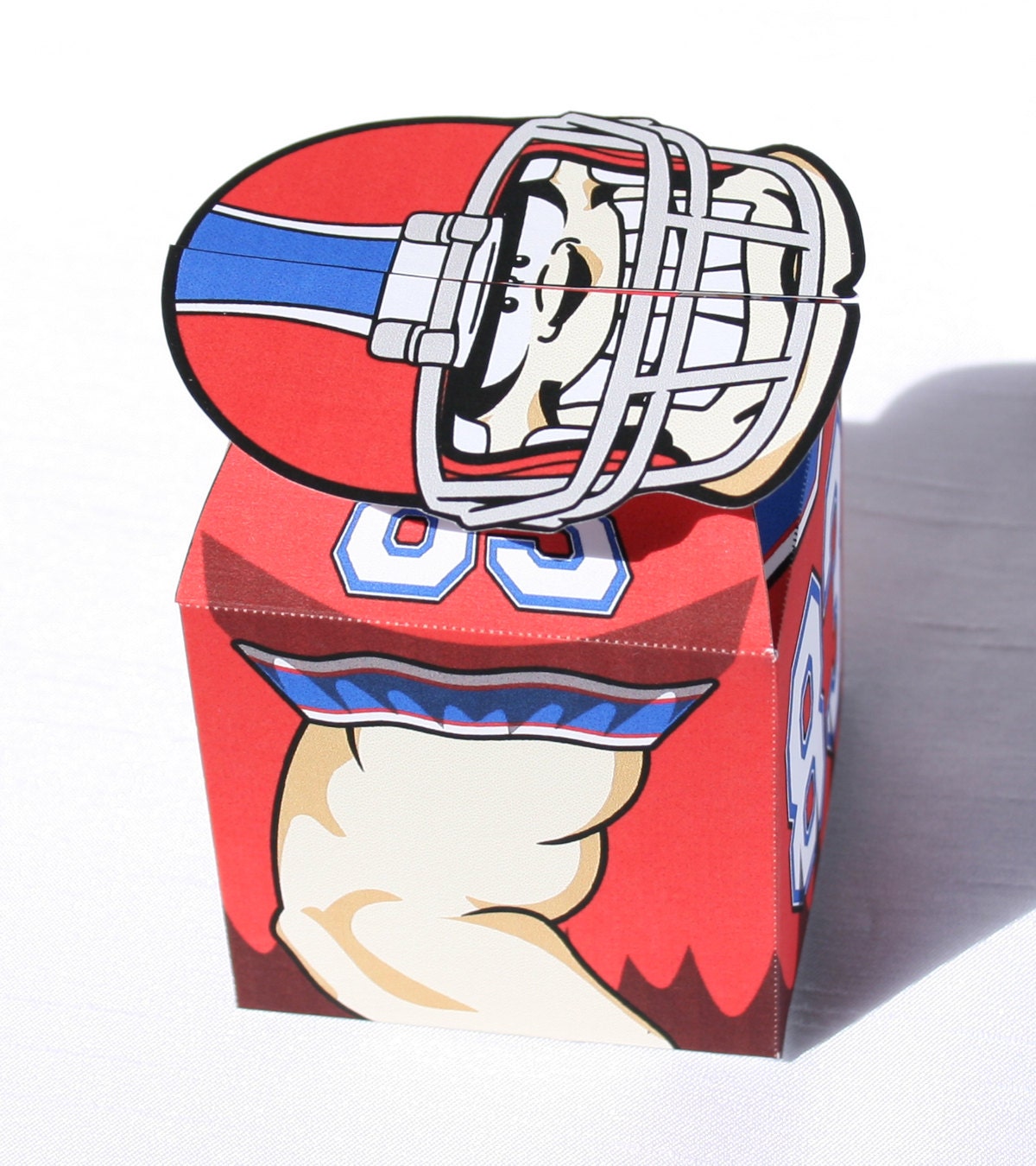 Football Player Small Treat Box Red instant Download - Etsy