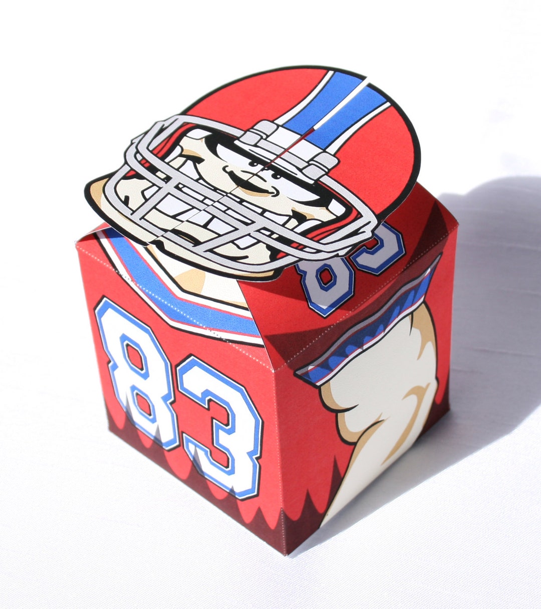 Football Player Small Treat Box - Red (instant Download) - Etsy