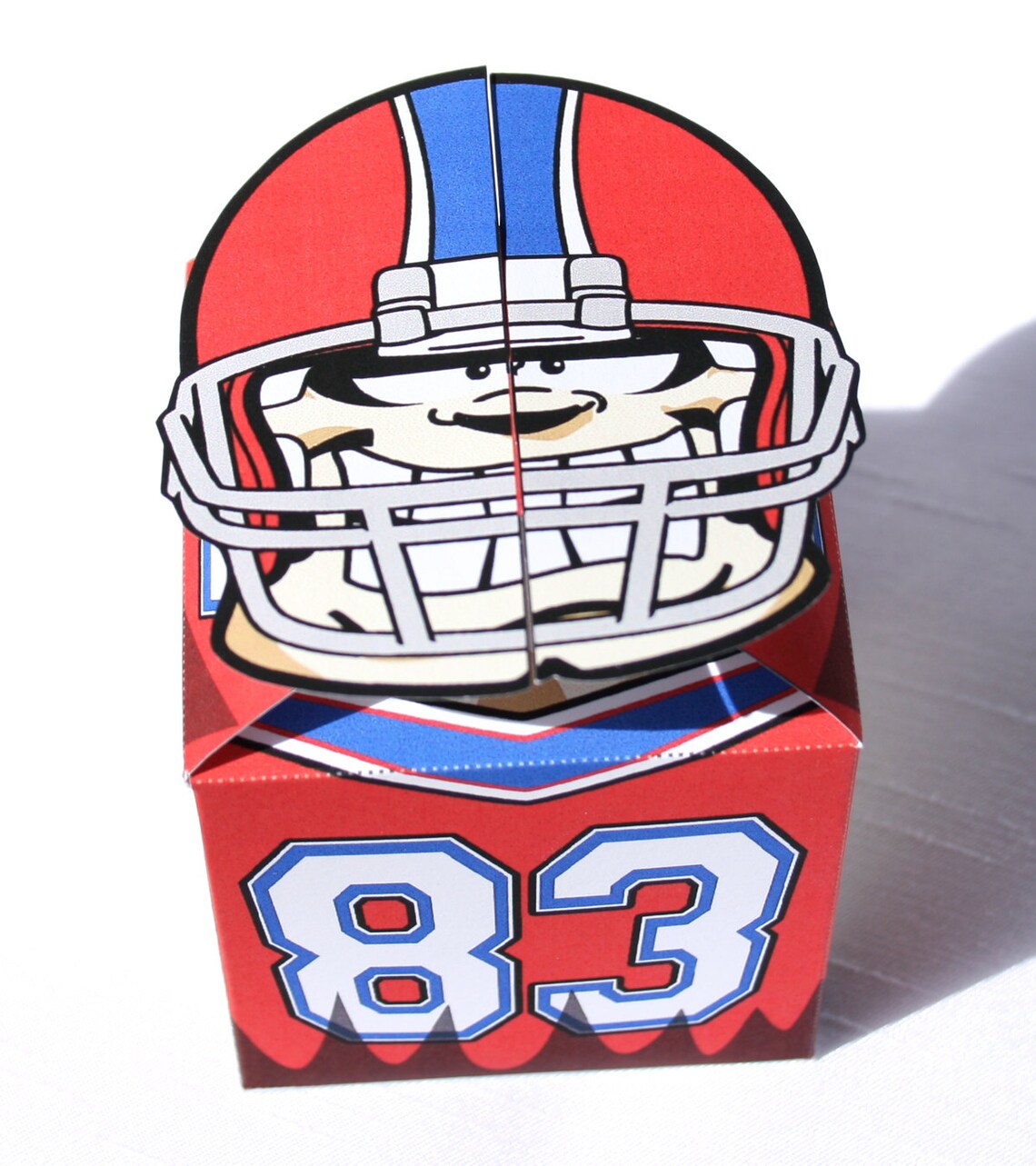 Football Player Small Treat Box Red instant Download - Etsy