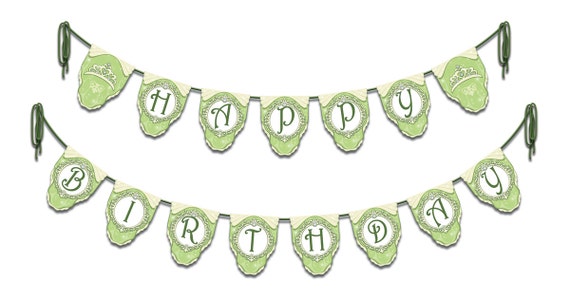 Green Princess Birthday Banner instant Download | Etsy