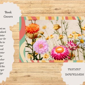 Printable Boho / Retro Wildflower Book Covers in 3 Sizes (small, Medium ...