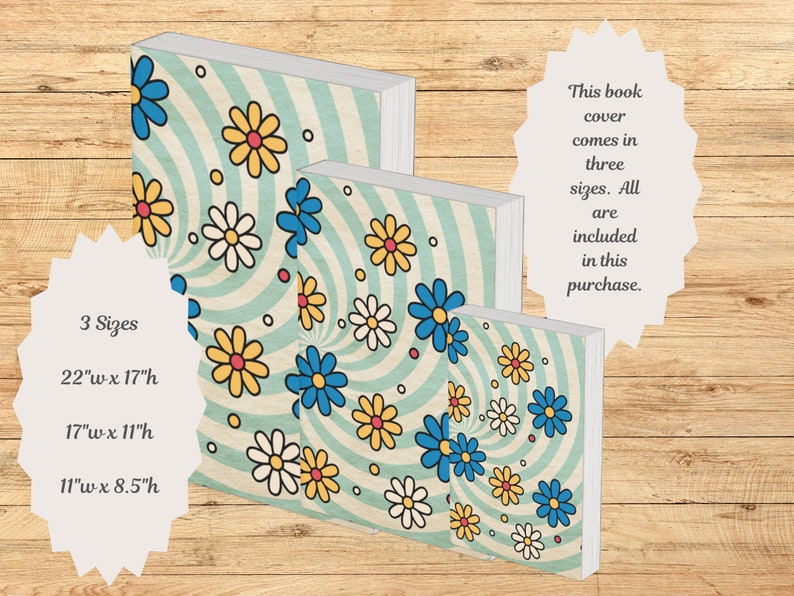 Printable Boho / Retro Green Swirl Book Covers in 3 Sizes (small ...