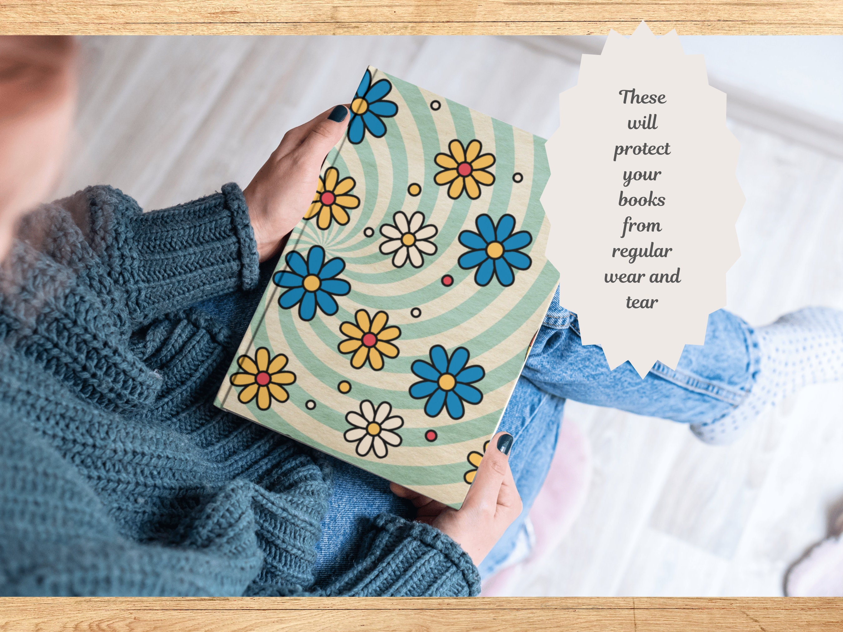 Printable Boho / Retro Green Swirl Book Covers in 3 Sizes (small ...