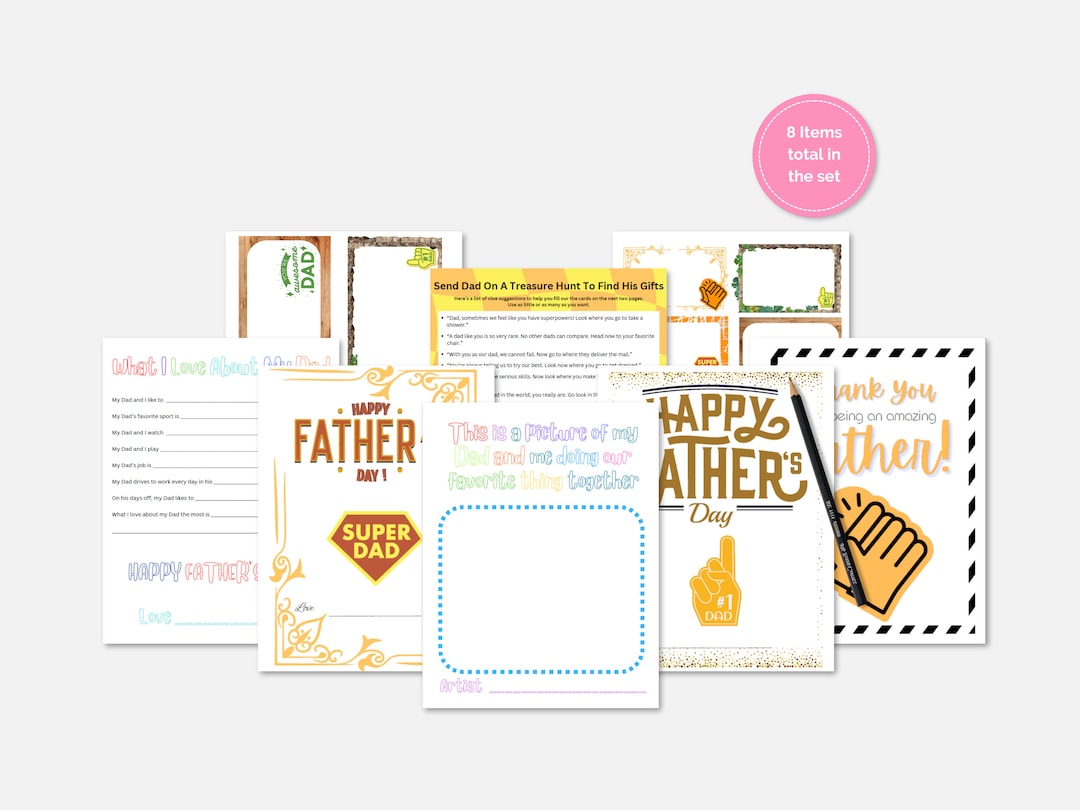 Printable Father's Day Bundle, Coloring Page, Gift Cards, Greeting Card ...