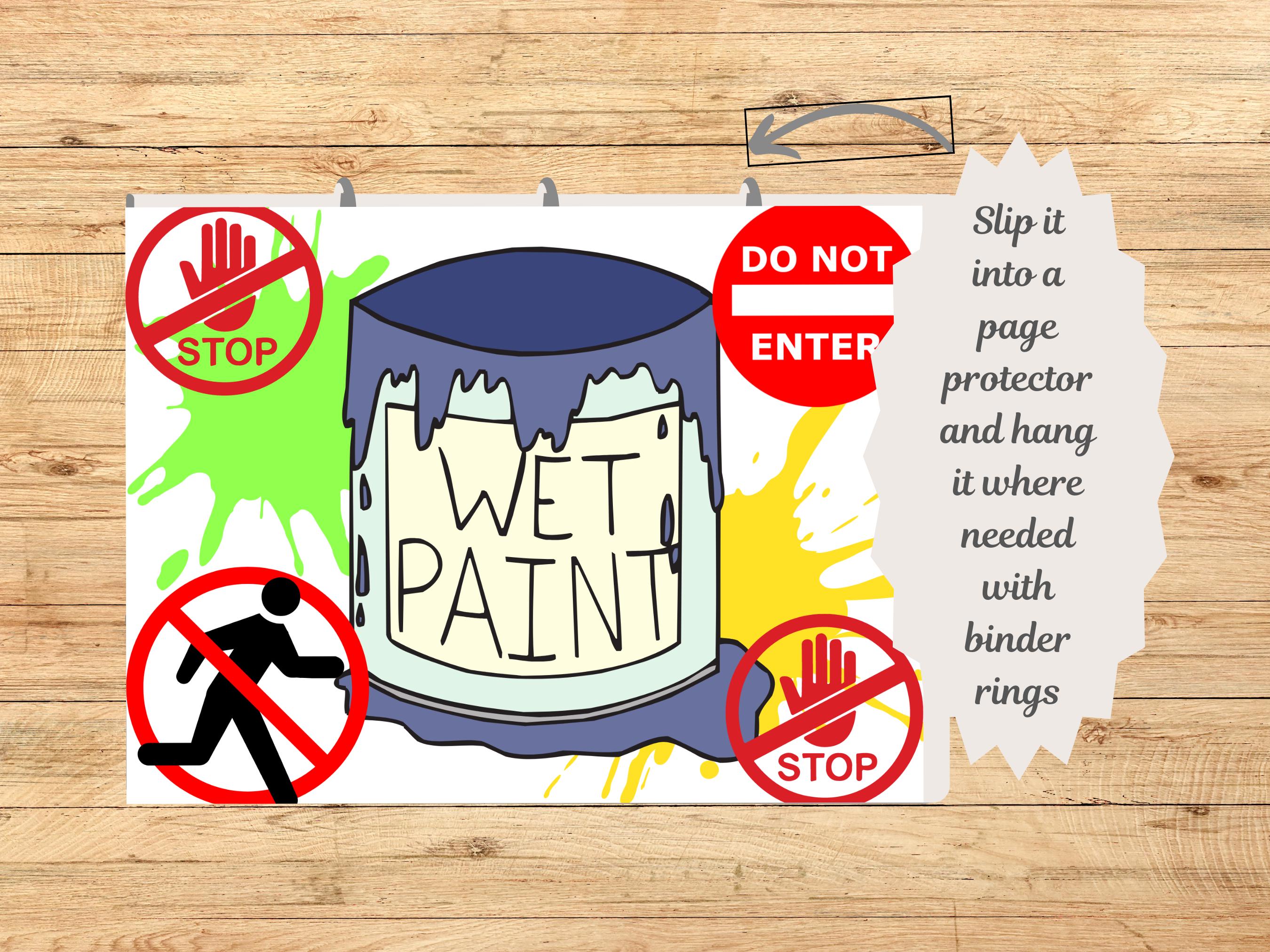 Printable "wet Paint" Sign for Home, Construction Site, School, Office ...