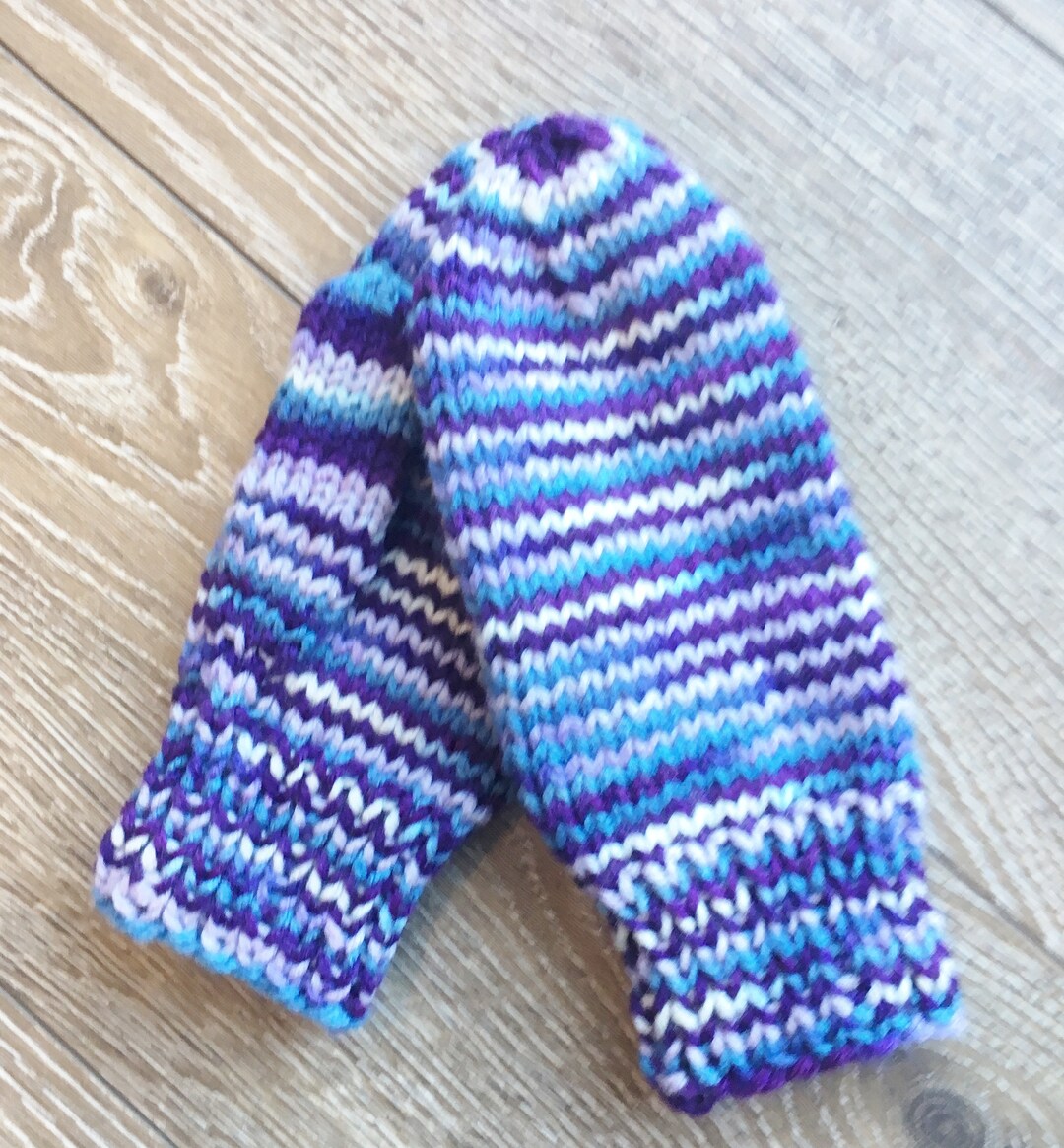 Child Mittens Knit Girl Boy Medium Mittens 6 7 Year Old - Etsy