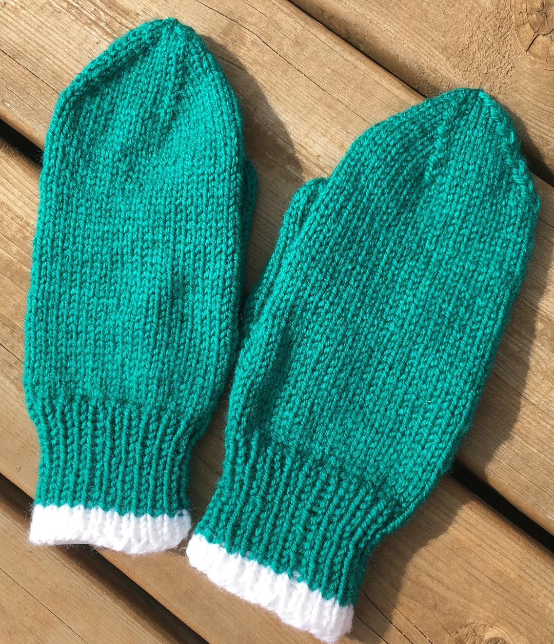 Knit Mittens Men Women Adult Large, Warm Mittens Winter, Seamless Teal ...