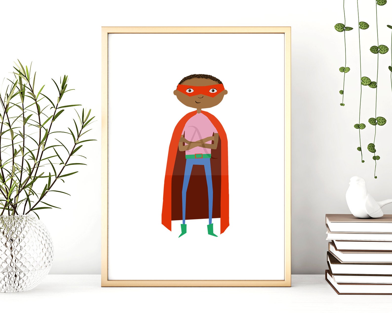 Printable Art for Kids Black Boy Superhero Multicultural - Etsy