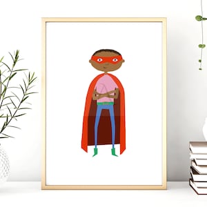Printable Art for Kids Black Boy Superhero Multicultural - Etsy