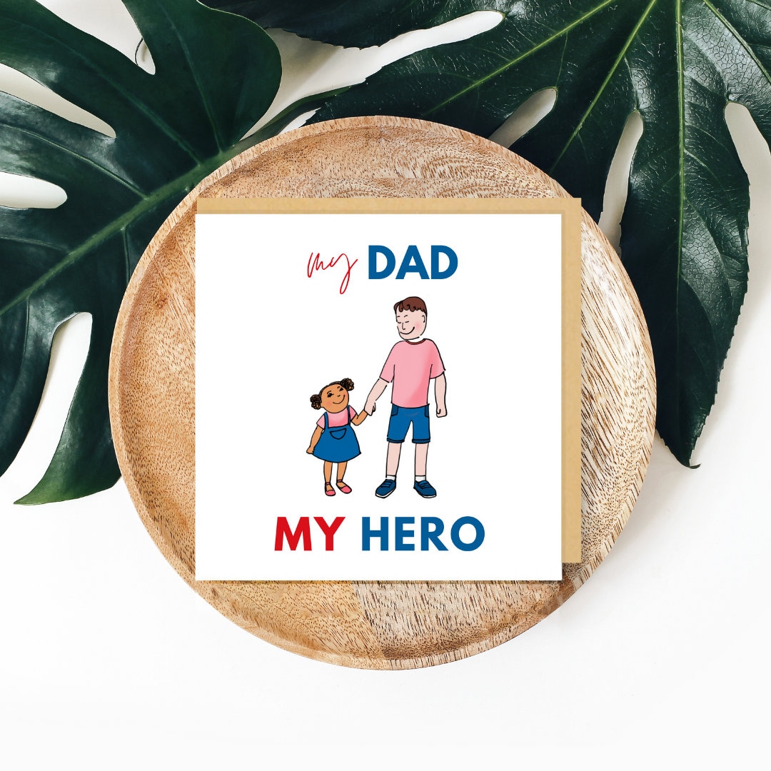 My Dad My Hero Father's Day Card, Dad and Mixed Daughter, Multi ...