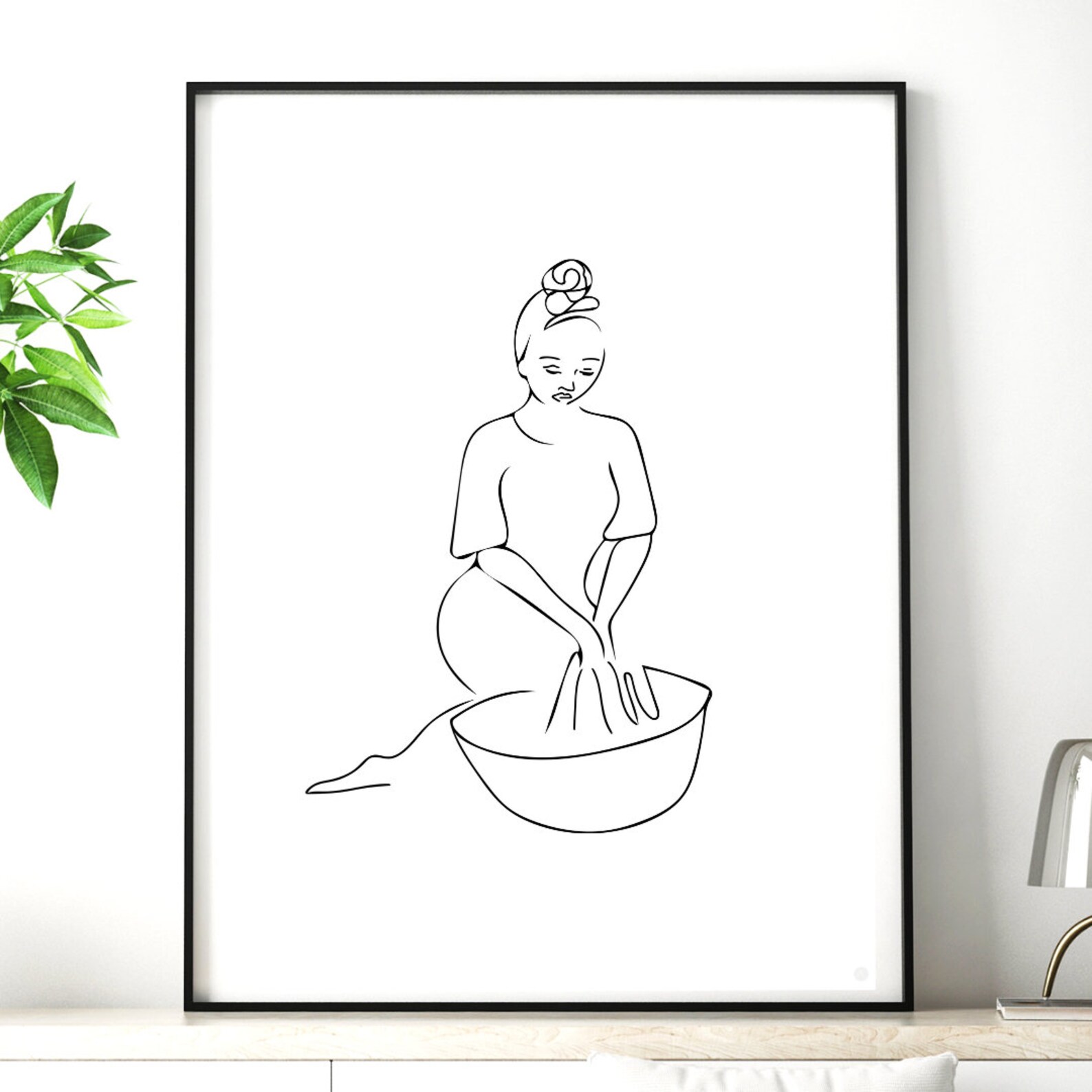 Printable Washing Lady Female Line Art Afrocentric Art - Etsy