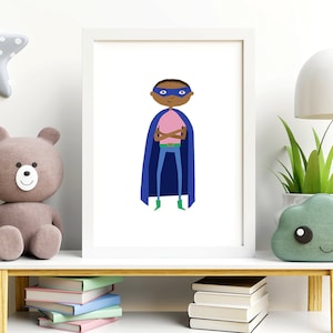 Black Boy Superhero Superhero Wall Art Multicultural - Etsy