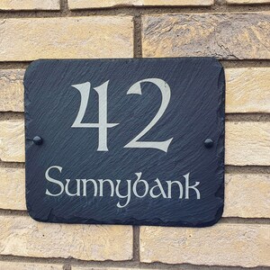 Slate Name Plaque. House Sign 20cm X 20cm Personalised for You With Any ...
