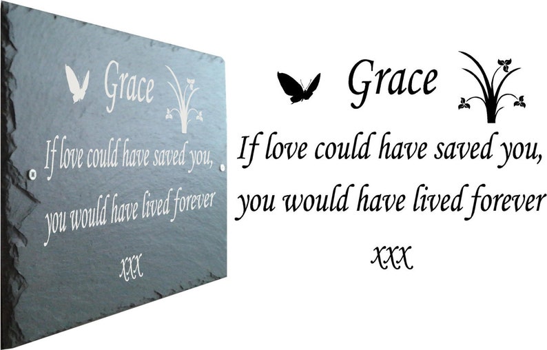 Memorial Grave Plaque (with Flowers and Butterfly, as Seen in Main ...
