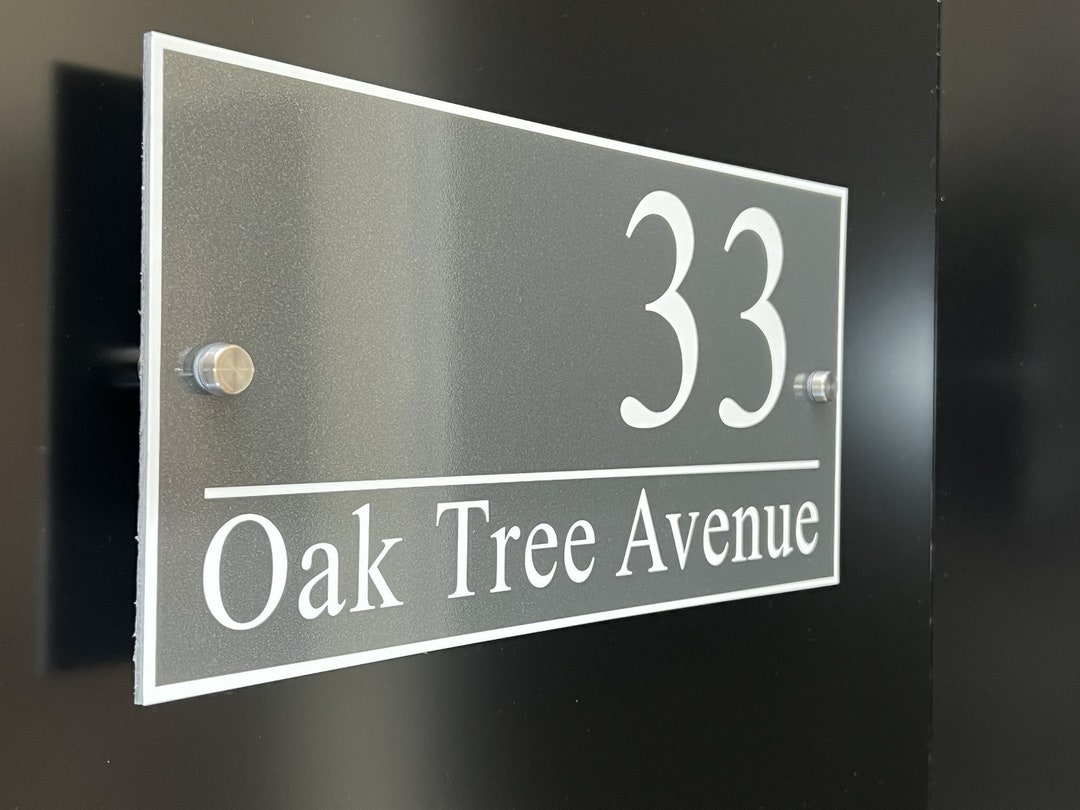 Graphite Grey Aluminium Address Sign. Graphite Grey House Sign With ...