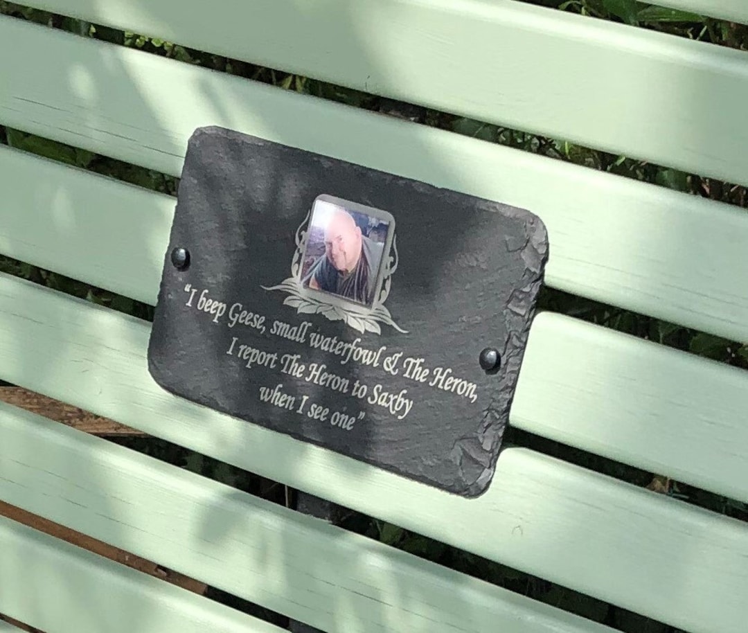 Beautiful Grave Memorial Slate Photo Plaque - Personalised for Your ...