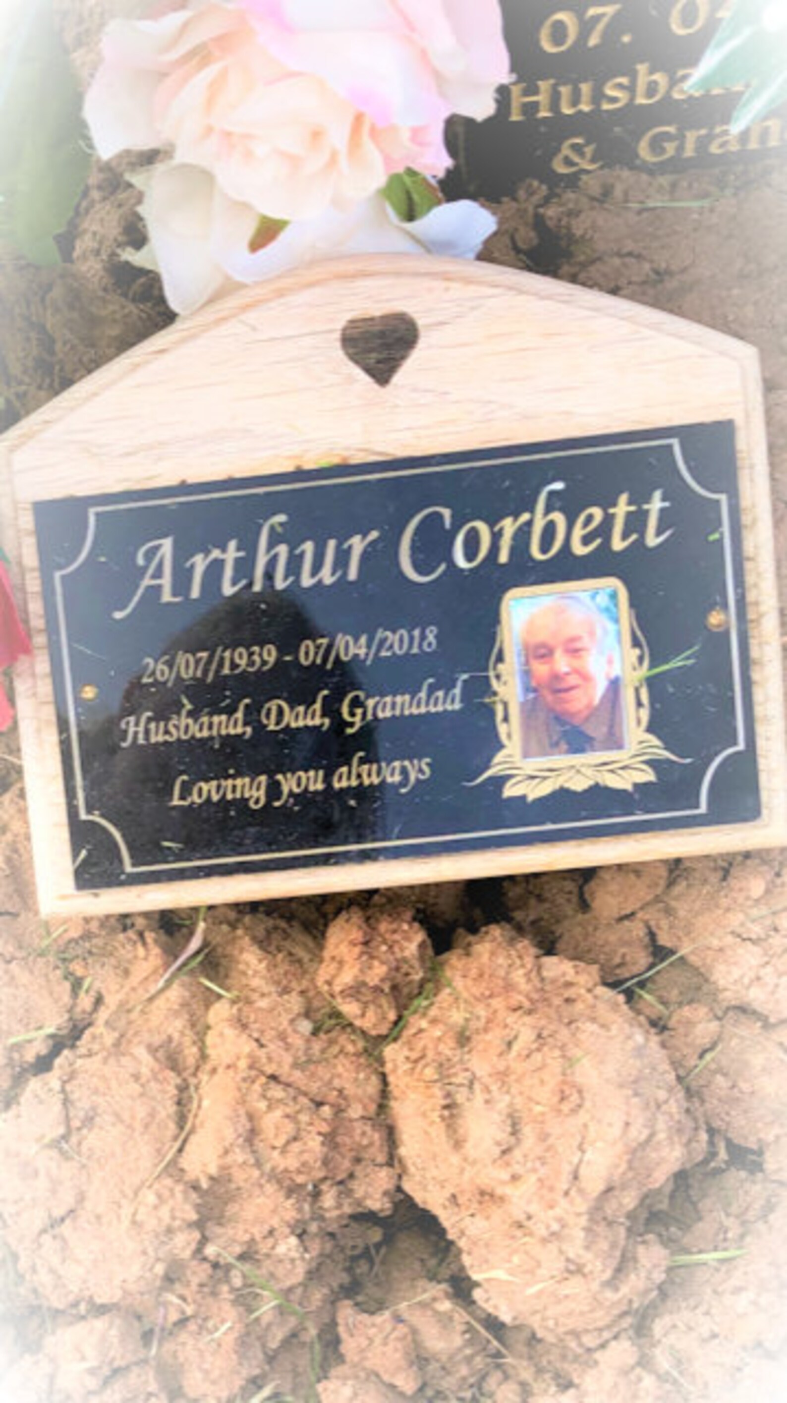 Memorial Plaque for Graves With Ground Stake Engraved Heart | Etsy