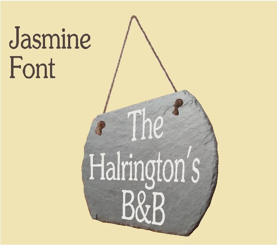 Beautiful Natural Slate Hanging House Signs 24cm X 18cm Personalised ...