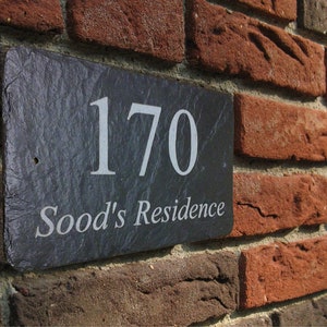 House Sign 25cm X 18cm Riven Surface & Edge. Personalised With Name or ...
