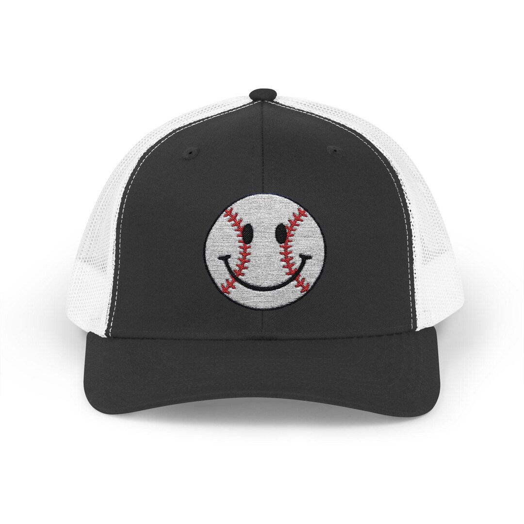 Smiley Face Snapback Trucker Cap - Mesh Side Baseball Cap, Youth ...