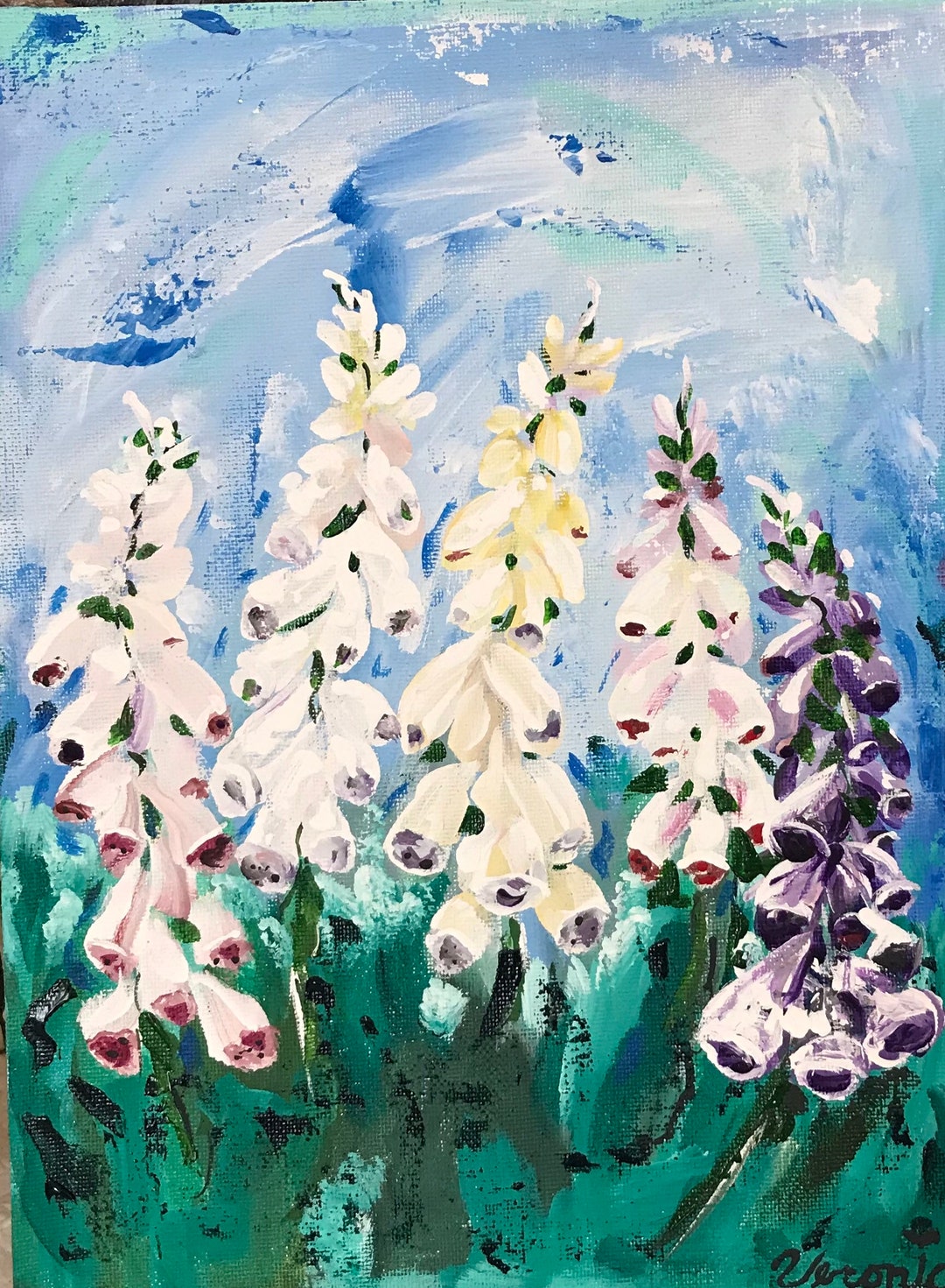 Fabulous Foxglove Painting on Canvas Board - Etsy