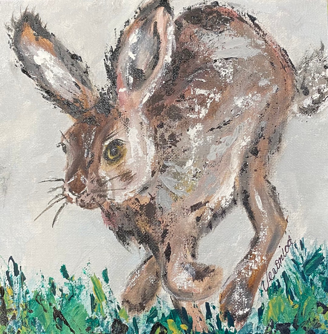 Jack Rabbit Painting Woodland Animal Paintings - Etsy