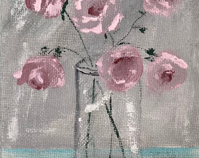 Absolutely Stunning Pink Rose Painting French Cottage Inspired Shabby ...