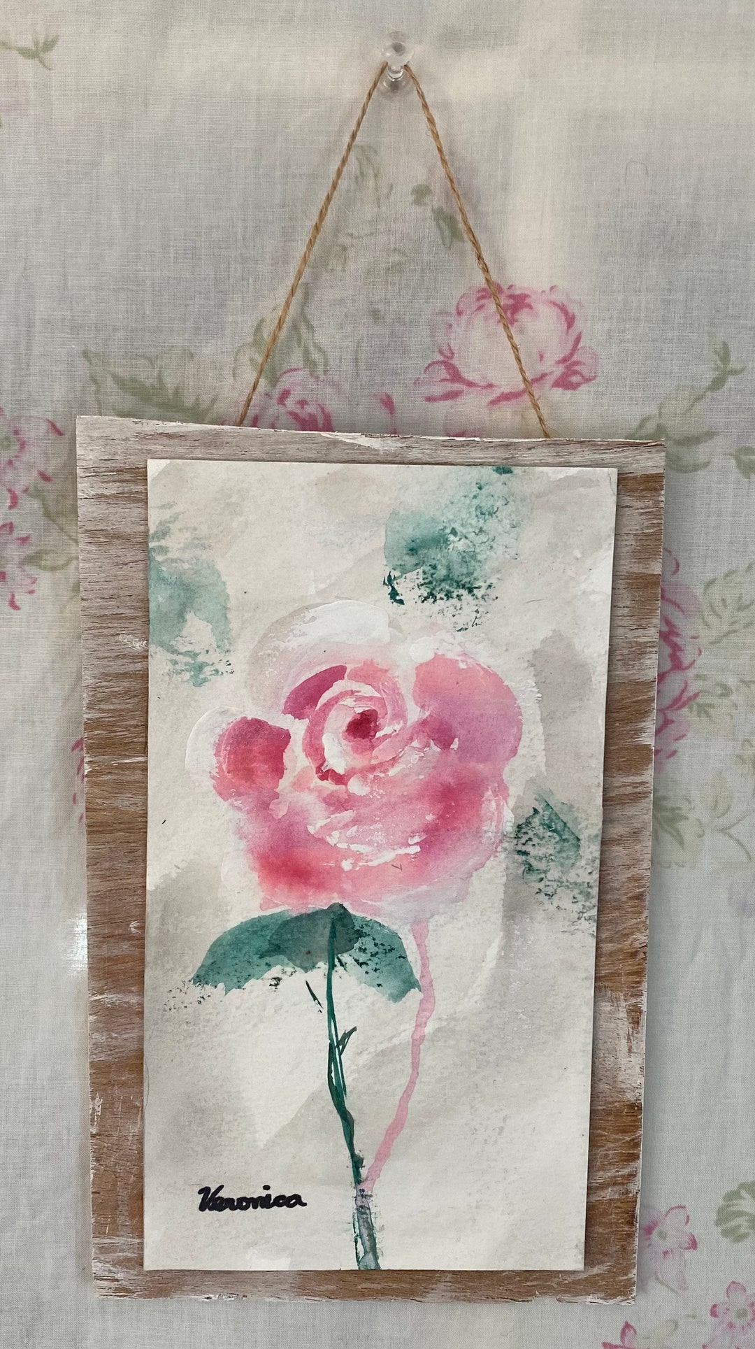 A Single Pink Rose Painting in Gouache - Etsy