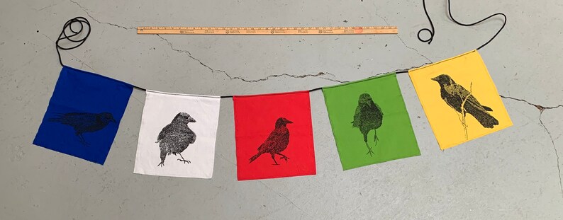 Primary Colored Calligraphic Crow Flags - String of 5 - Etsy