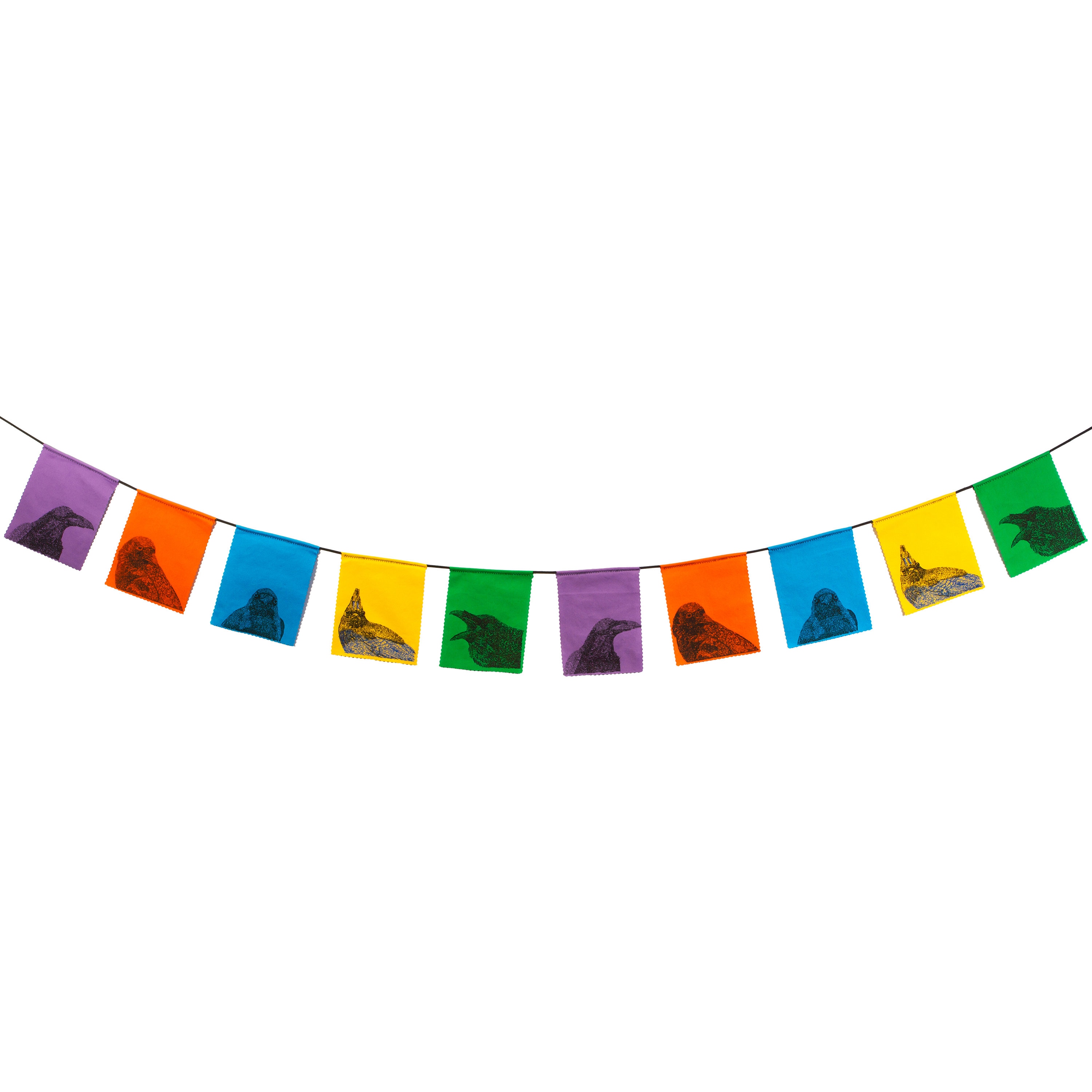 Calligraphic Corvid Head Prayer Flags Bright Pastels - Etsy