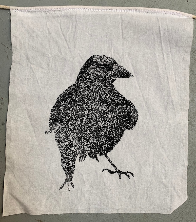Primary Colored Calligraphic Crow Flags - String of 5 - Etsy