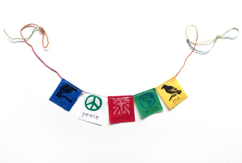 Teeny "let Peace Begin With Me" Prayerflags - Etsy