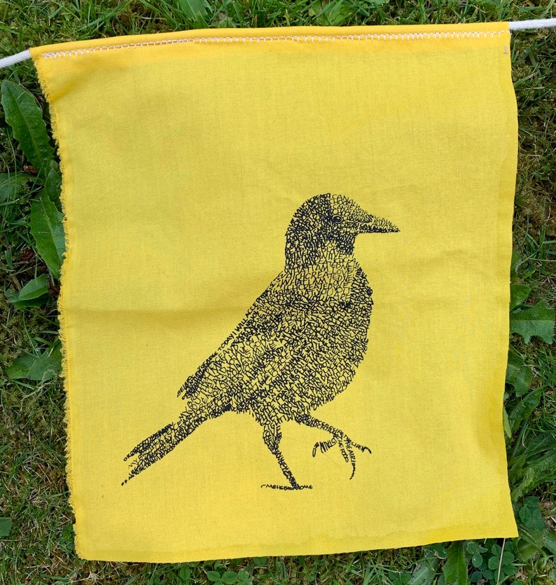 Full Bodied Calligraphic Crow Flags String of 5 Pastel - Etsy
