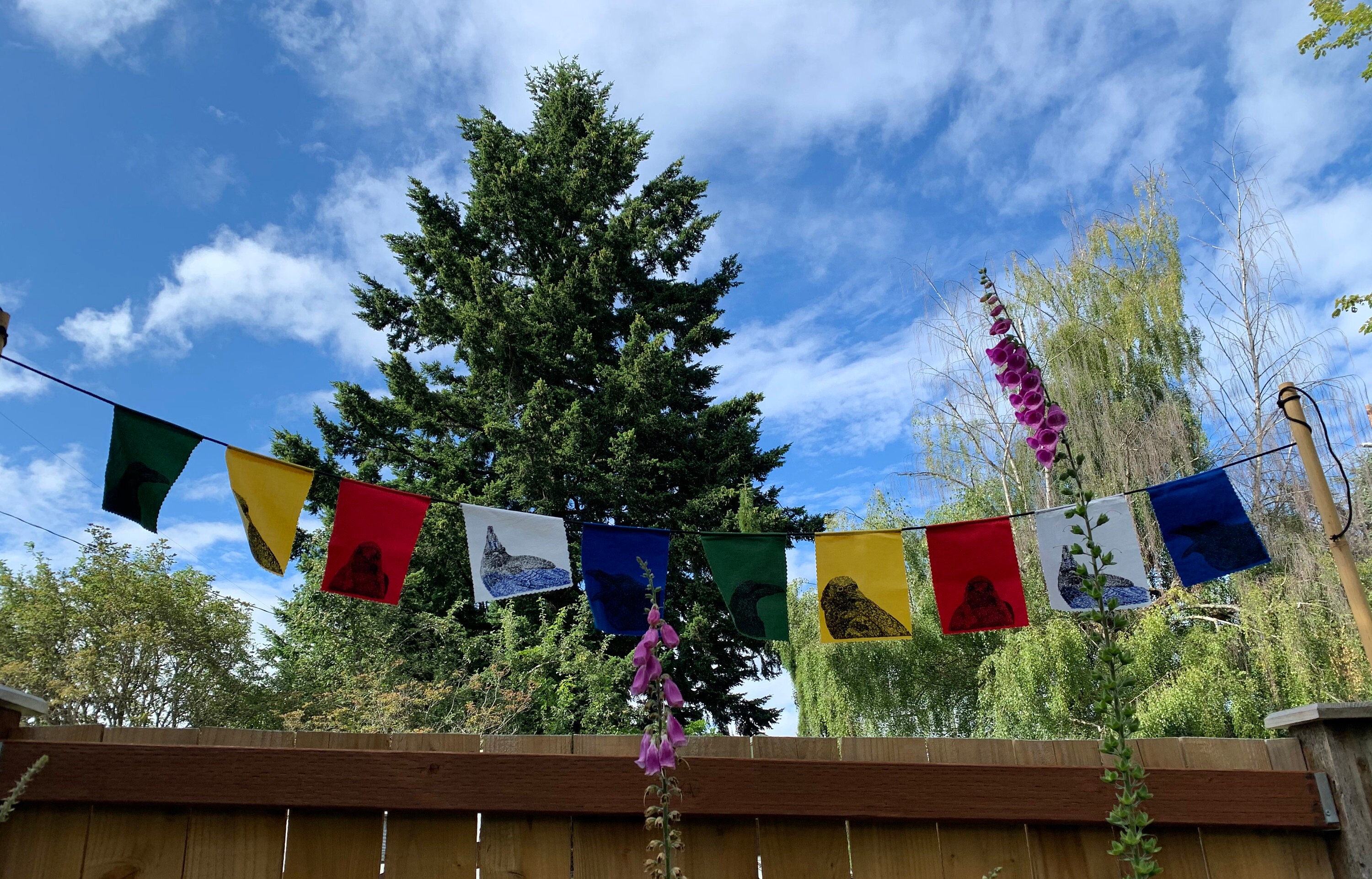 Calligraphic Corvid Head Prayerflags Primary Colors 10 - Etsy