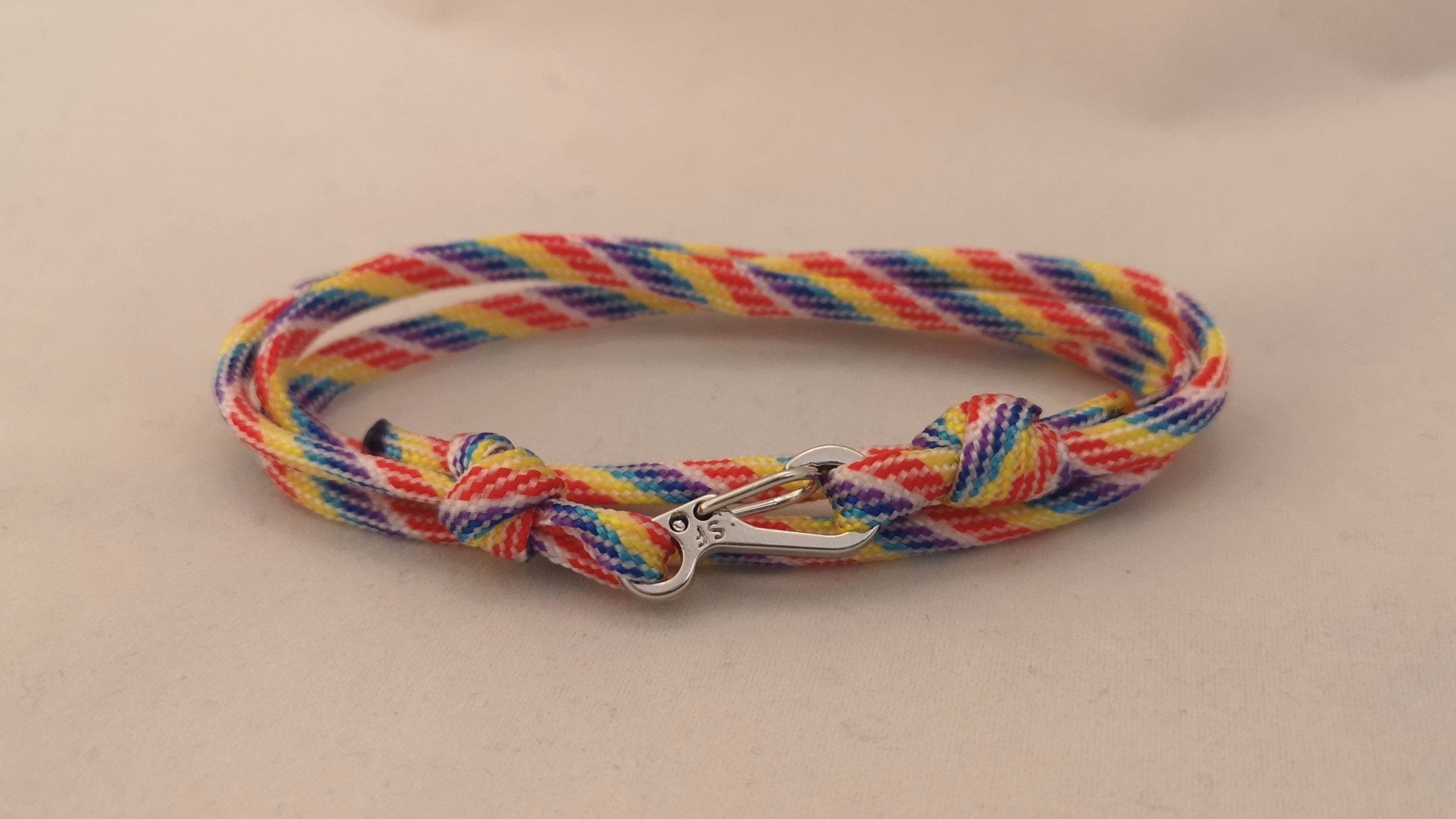 Pride Rainbow Carabiner Wrap Paracord Bracelet Adjustable - Etsy UK