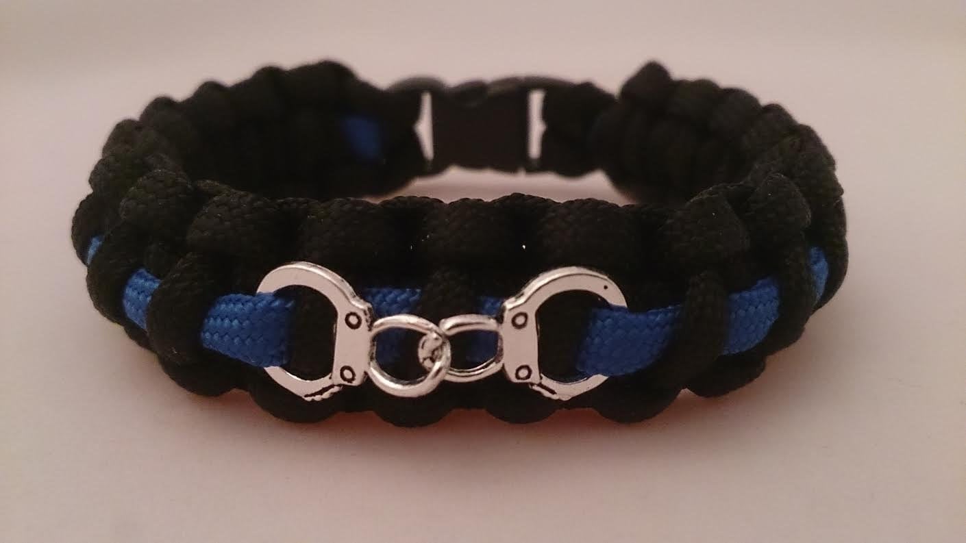 Thin Blue Line Supporters handcuff charm handmade paracord | Etsy
