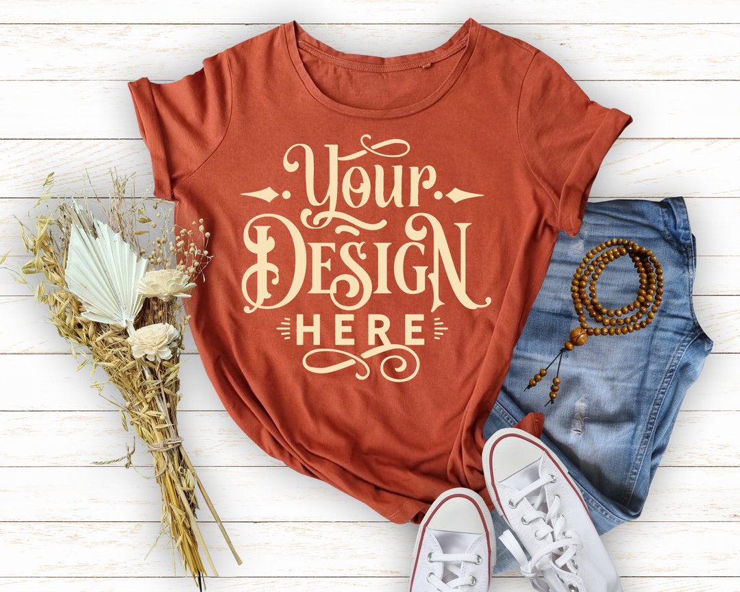 Fall T-shirt Mockup, Cooper T-shirt Mockup, Autumn T-shirt Mockup ...
