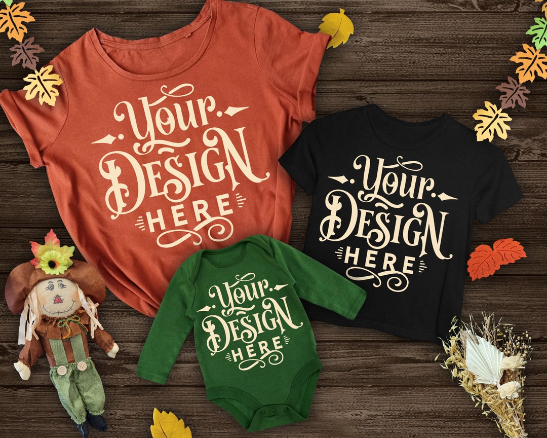 Fall T-shirt Mockup, Family T-shirt Mockup, Mommy and Me Mockup, Mockup ...